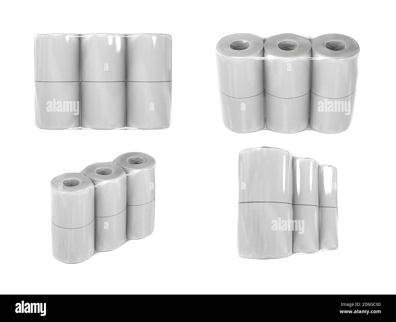 3d rendering set of white toilet paper packages isolated on white Stock ...