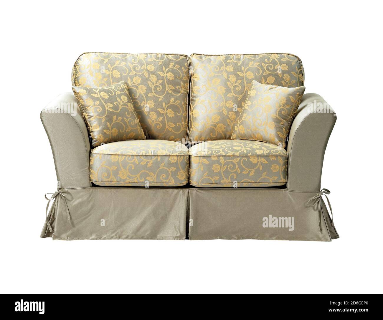 Contemporary sofa with floral pattern isolated on white background ...