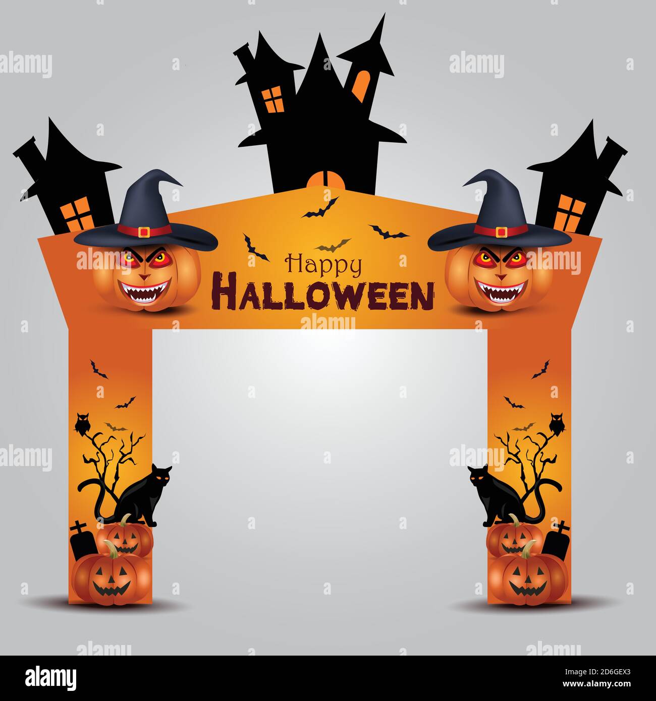 happy halloween entrance arch design. vector illustration Stock Vector ...