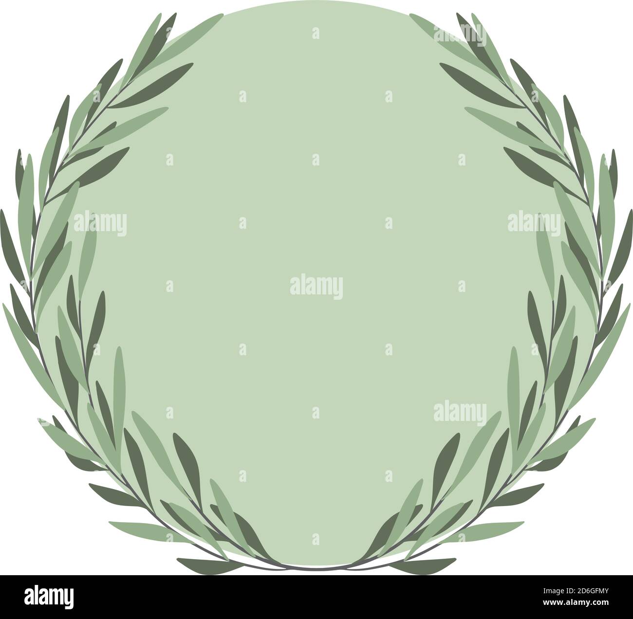 Olive wreath vector. Green hand drawing round frame. Olive branches ...