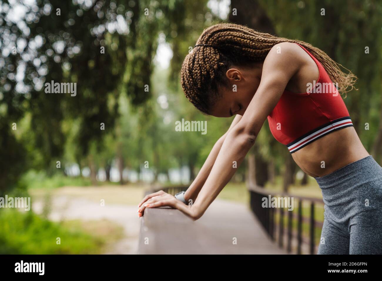 African woman resting after run hi-res stock photography and images - Alamy