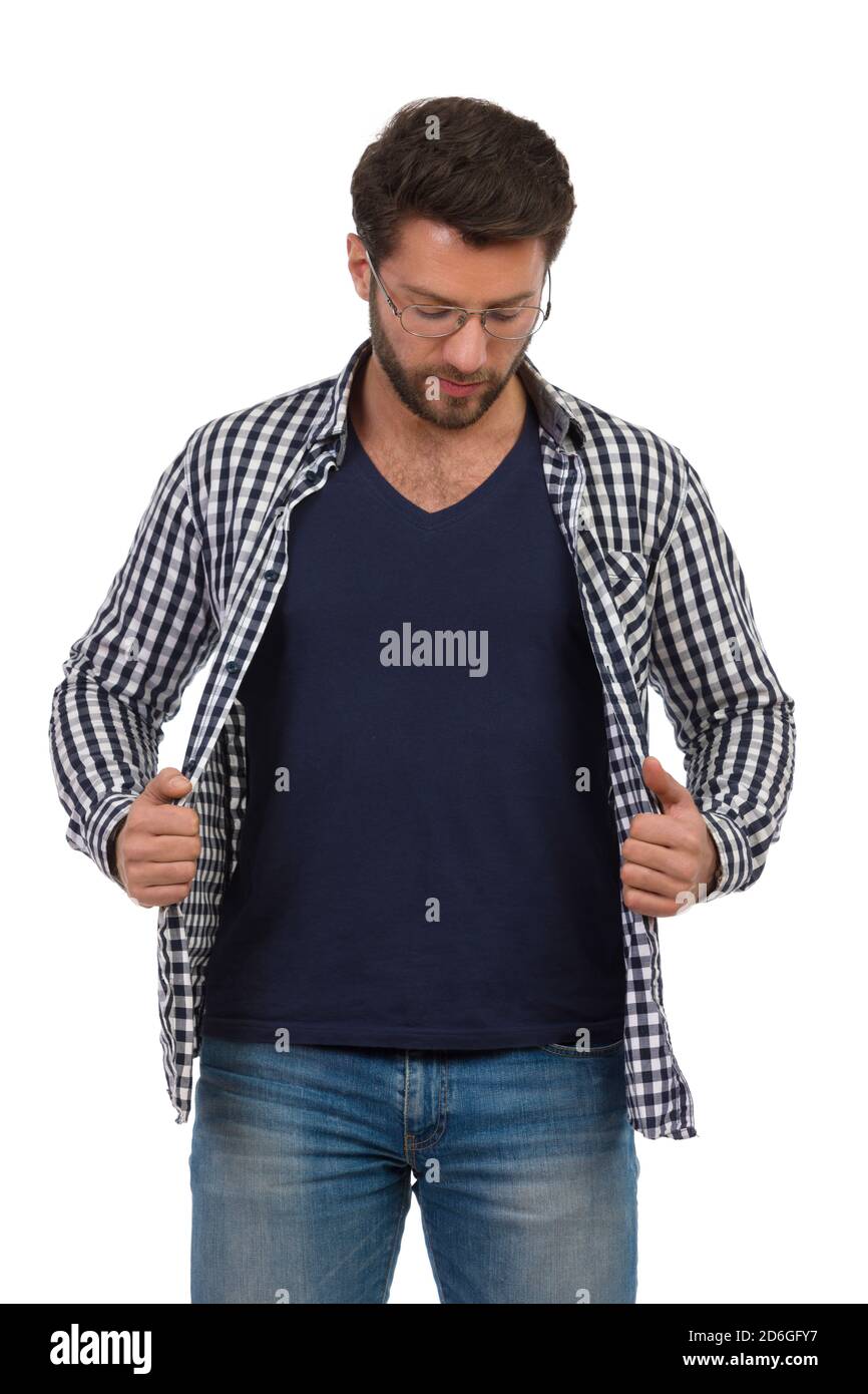Unbuttoned Blue Shirt High Resolution Stock Photography and Images - Alamy