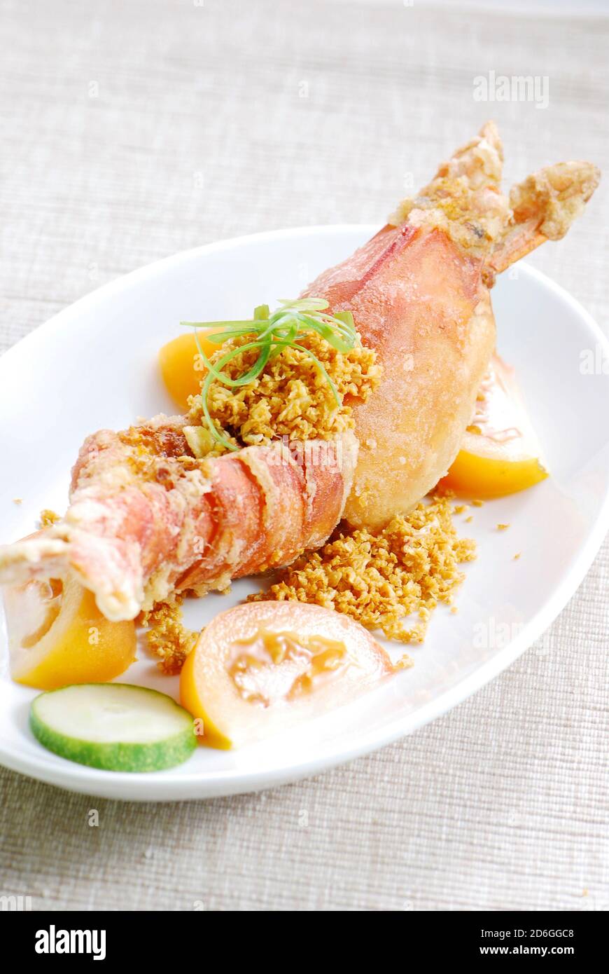 Baked freshwater prawn with cheese and minced garlic Stock Photo - Alamy