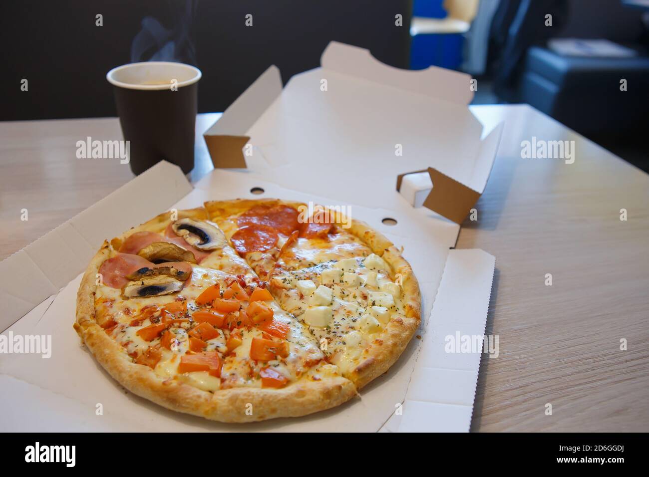 Pizza boxes table hi-res stock photography and images - Alamy