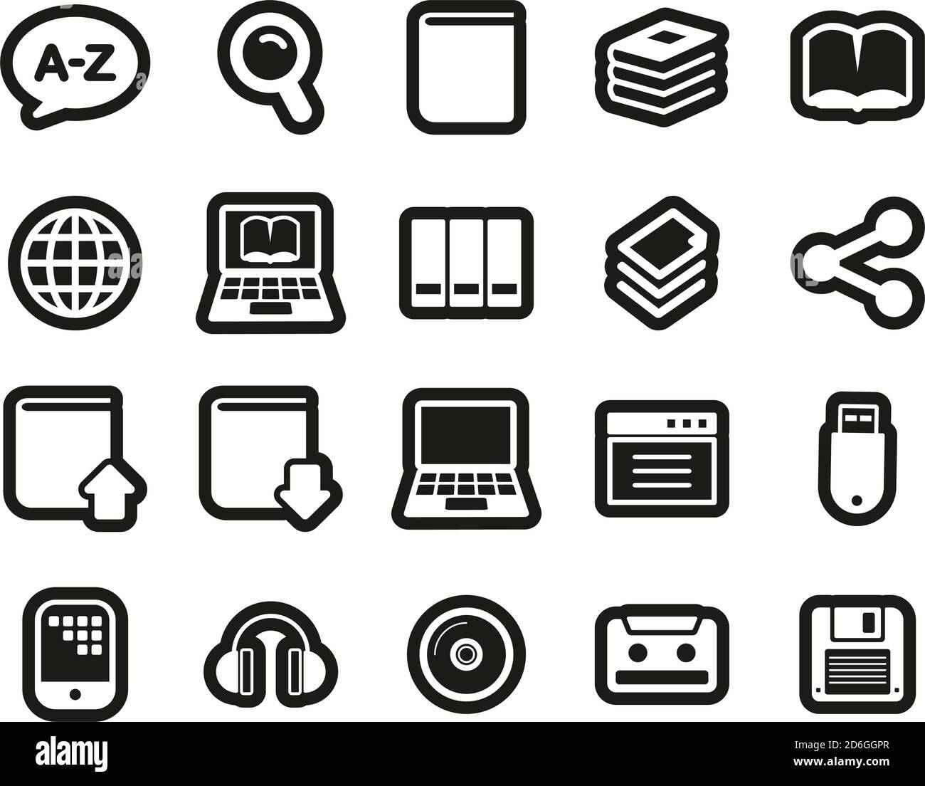 Dictionary or Glossary Icons White On White Sticker Set Big Stock ...
