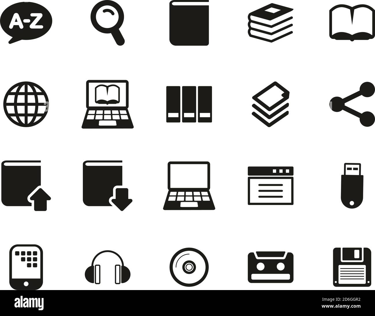 Dictionary or Glossary Icons Black & White Set Big Stock Vector Image ...