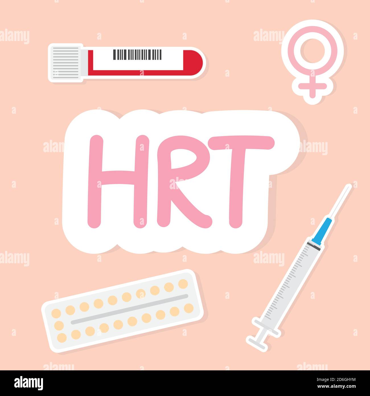 Hrt Hormone Replacement Therapy Acronym Concept Vector Illustration