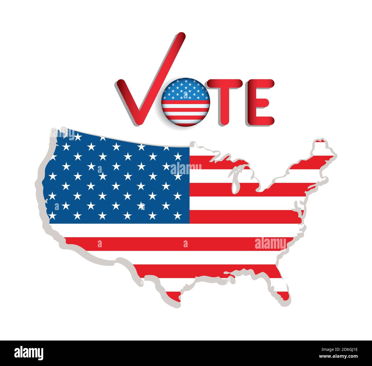 Presidential election vote with check mark flag button and map vector ...