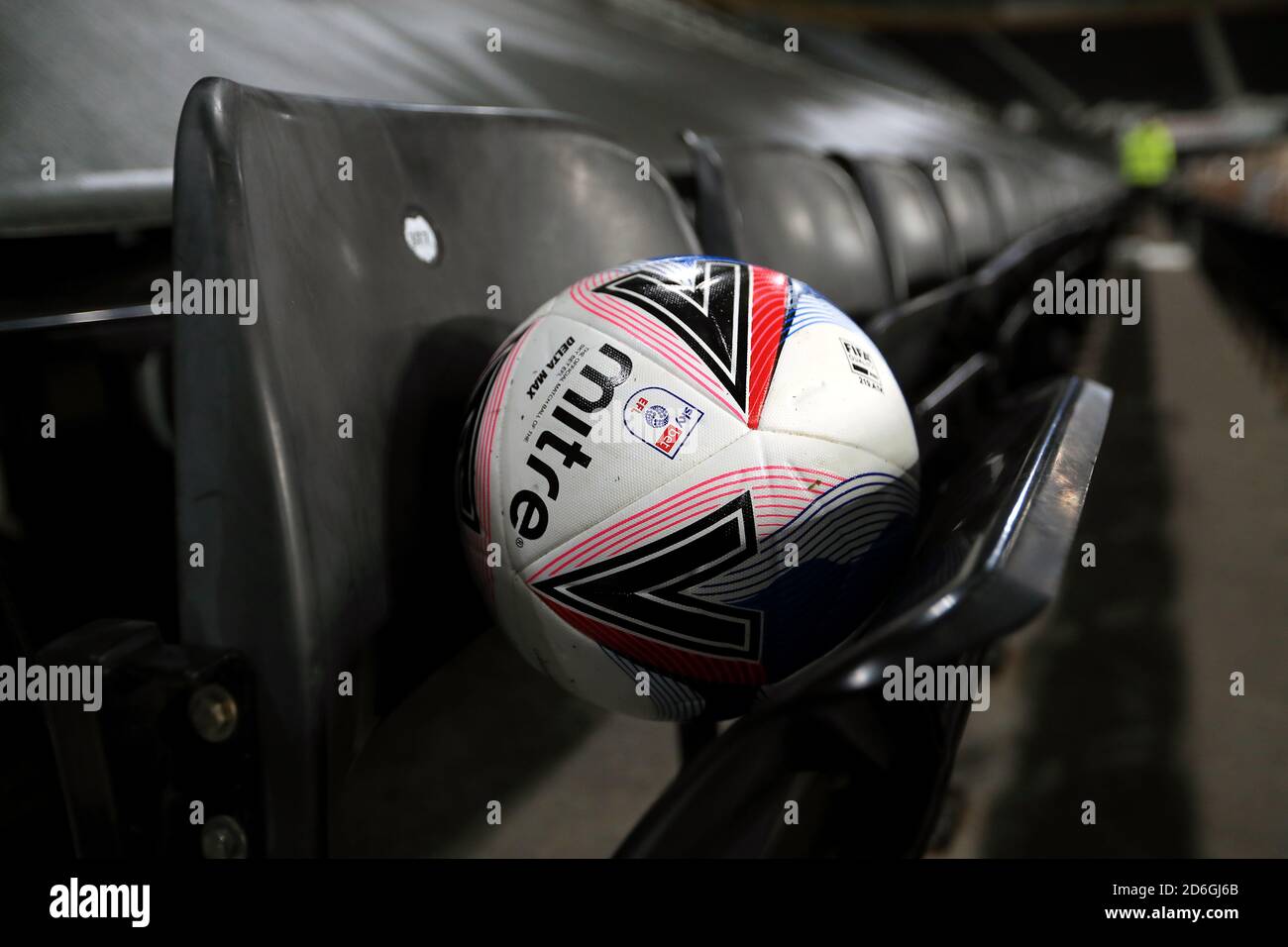 A Mitre Delta Max match ball in the stands during the Sky Bet ...