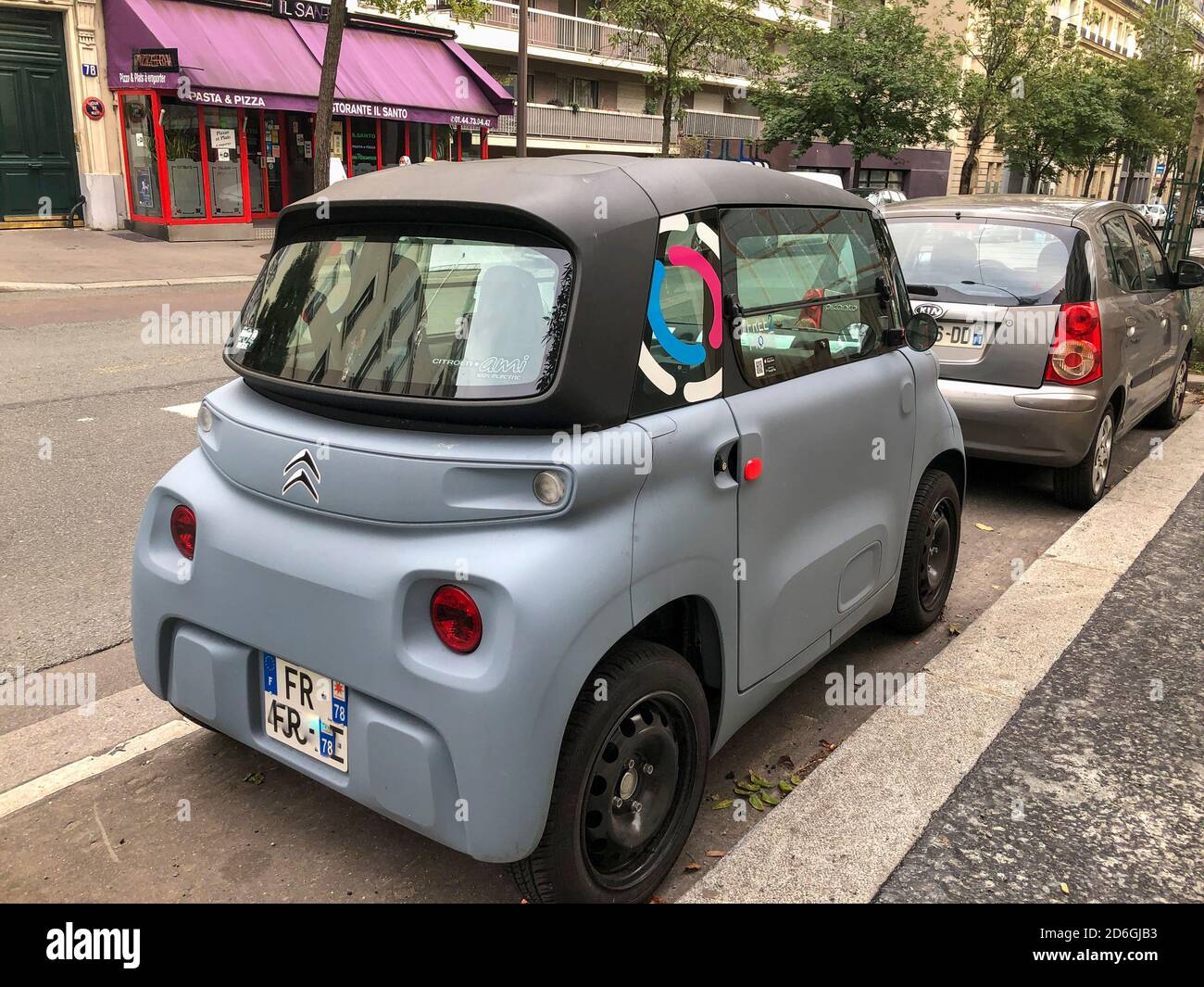 Paris, France, Citroen Mini Electric Car, small car parked on Street ...