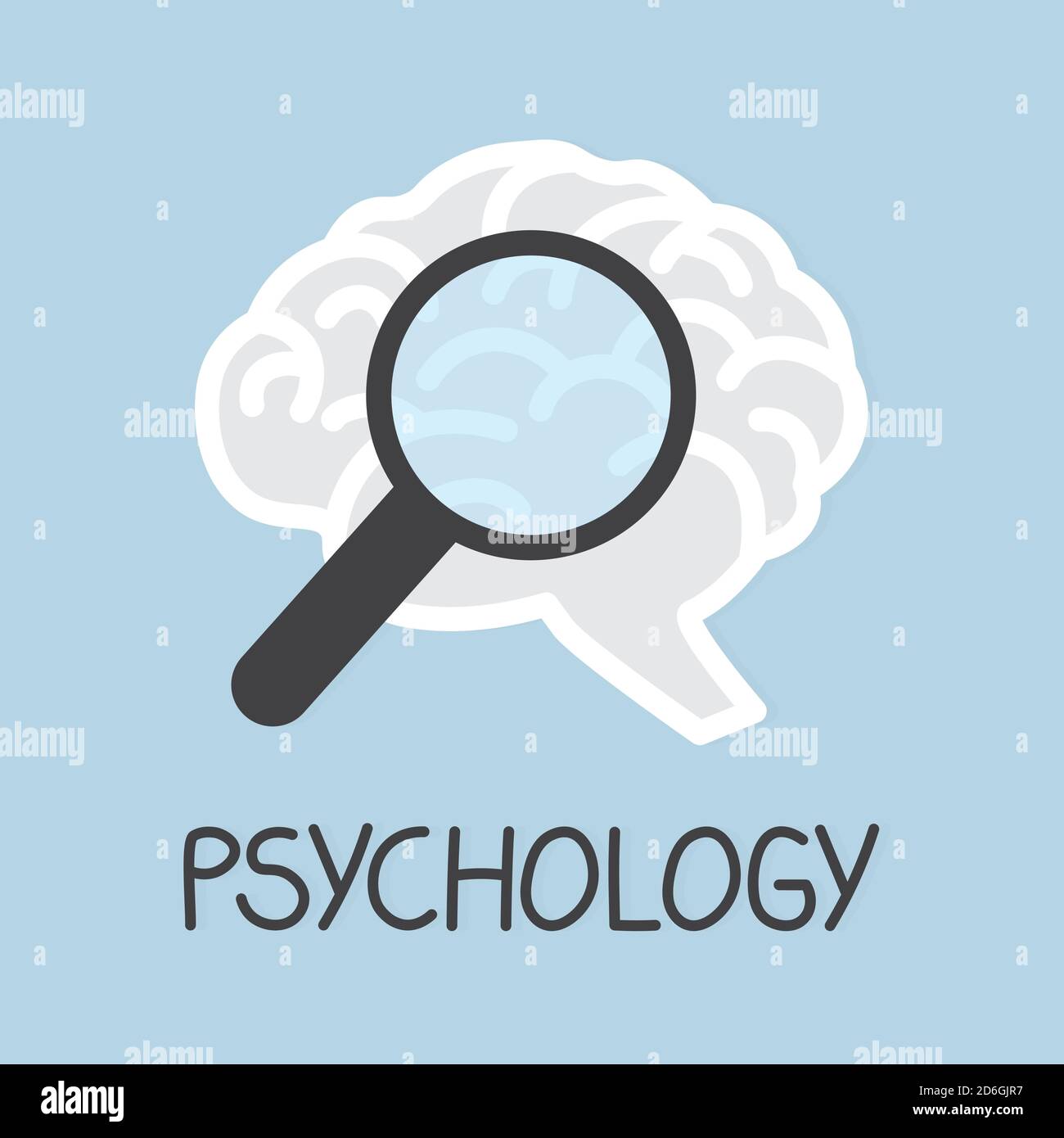 psychology concept, magnifier and brain icon - vector illustration ...