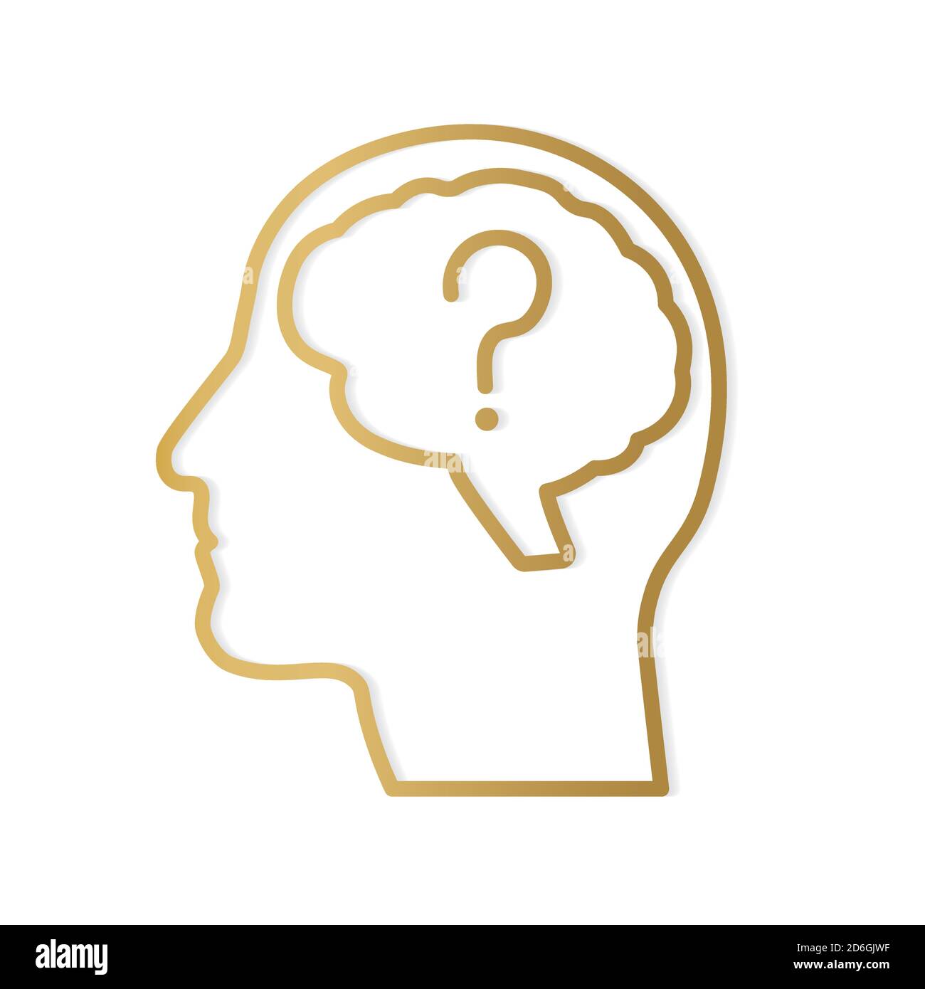 psychology concept, golden human brain with question mark - vector ...