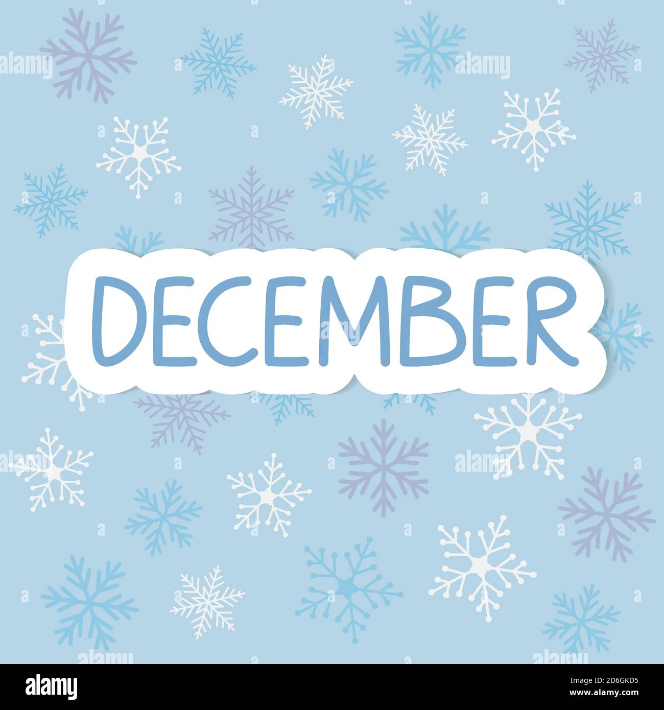 december month concept and snowflake pattern - vector illustration ...