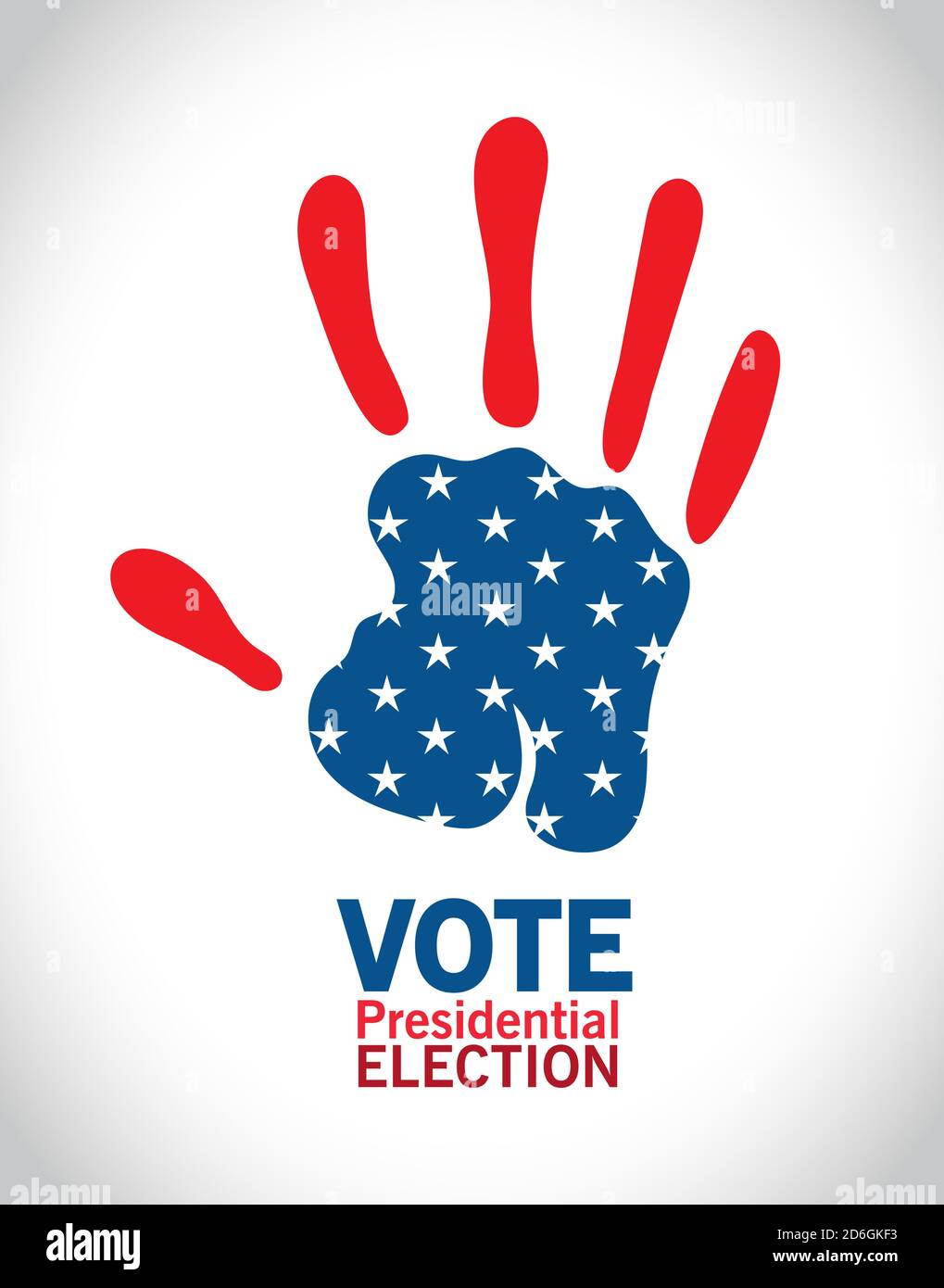 Presidential election vote and hand print with stars vector design ...