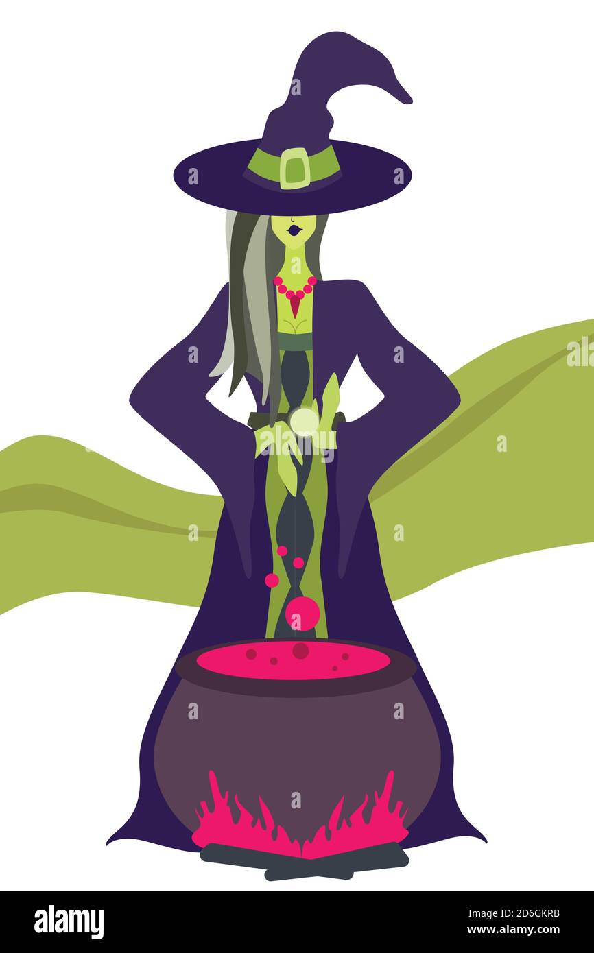 Witch is cooking something poisonous in her cauldron Stock Vector Image ...