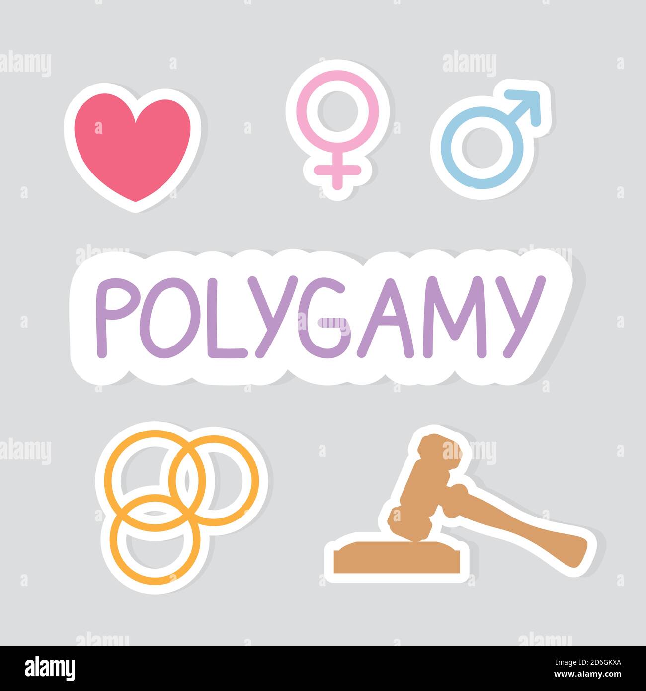 Word Polygamy And Icons Concept Vector Illustration Stock Vector