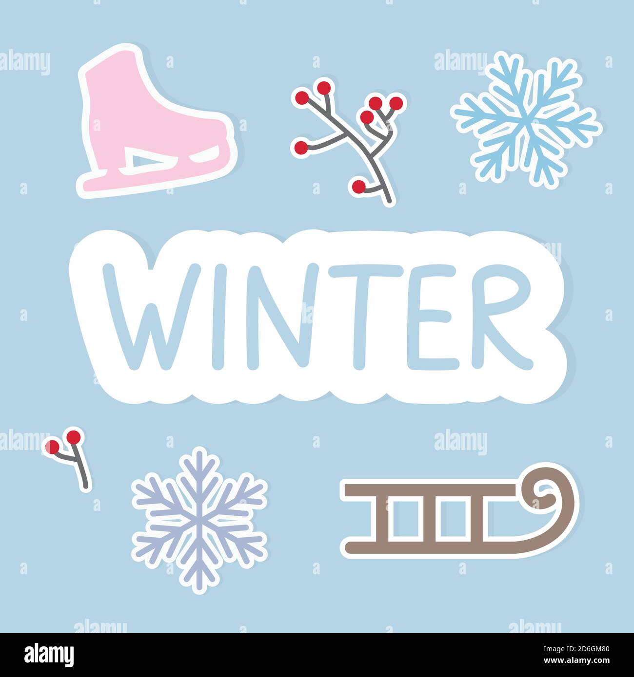 winter word and icons composition - vector illustration Stock Vector ...