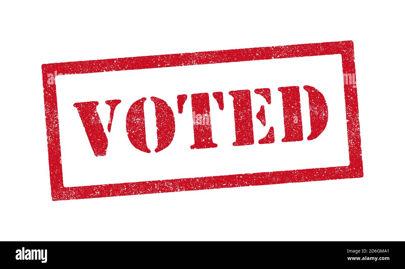 Vector illustration of the word Voted red ink rubber stamp Stock Vector ...