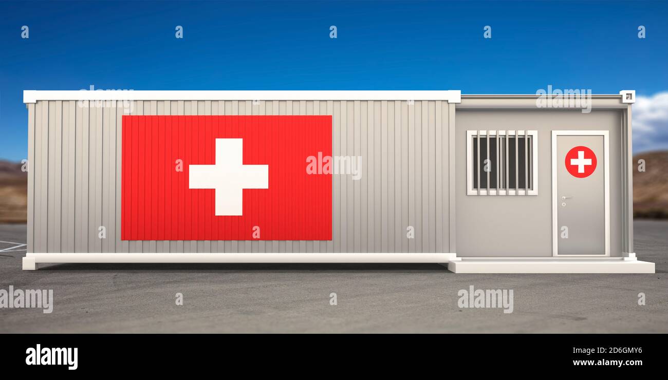 Temporary hospital, medical clinic, first aid building. Mobile ...
