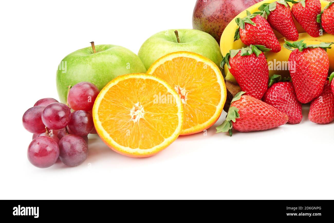 fresh fruits isolated on a white Stock Photo - Alamy