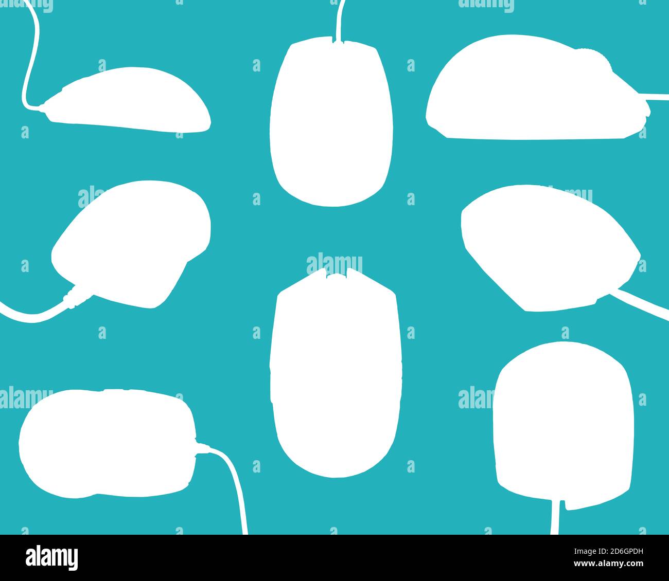 different views of computer mouses isolated in same blue background ...
