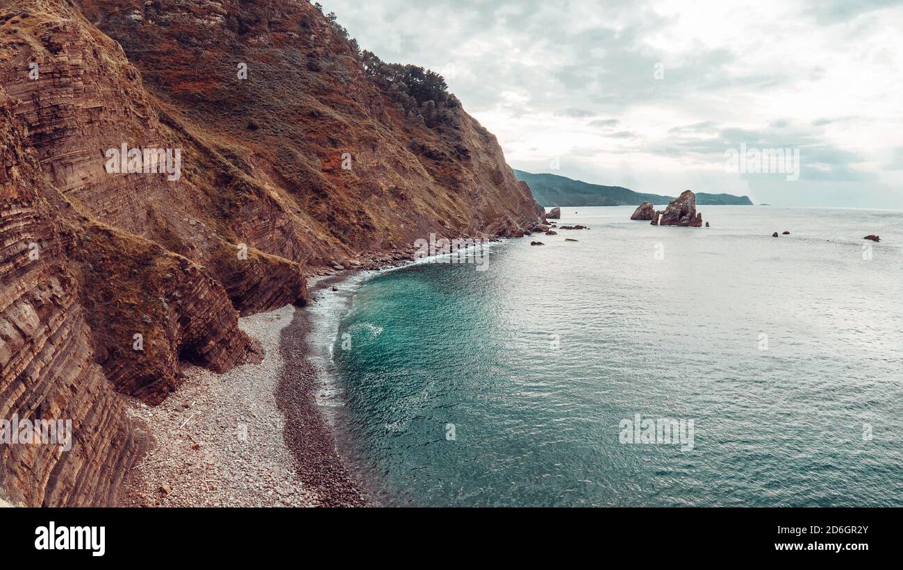 Sharp cliff on the coast of Vizcaya in Spain Stock Photo - Alamy