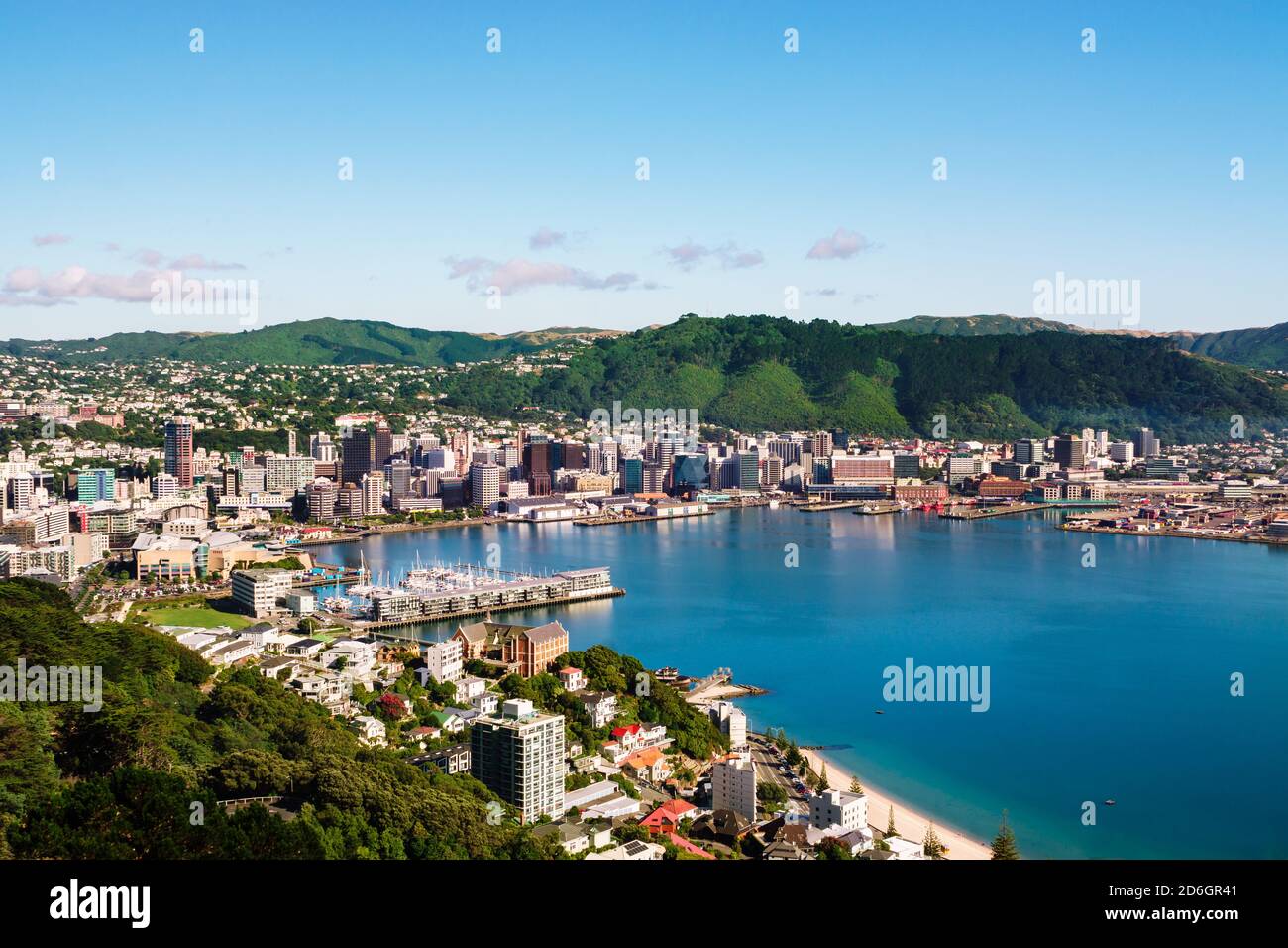 WELLINGTON, NEW ZEALAND - Feb 25, 2020: Elevated view of city buildings ...