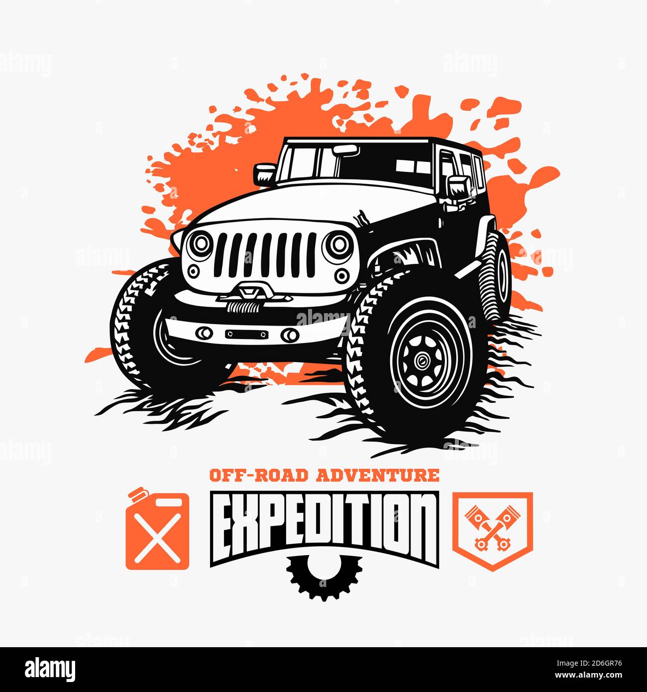 Off-road car and elements for tshirt and emblem - vector set Stock ...