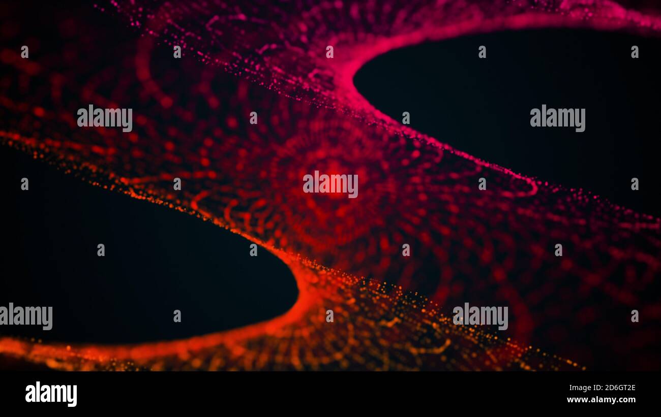 Computer generated spiral organic shape from flow particles. 3d ...