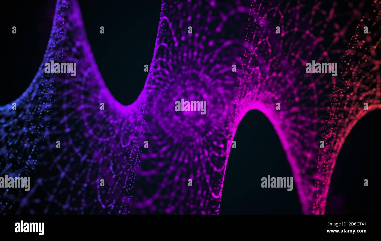 Computer generated spiral organic shape from flow particles. 3d ...