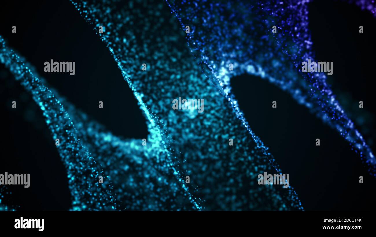 Computer generated spiral organic shape from flow particles. 3d ...