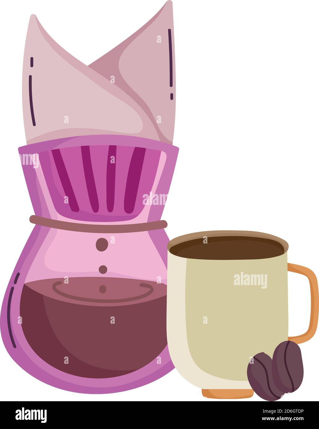 coffee brewing methods, drip coffee maker cup and dry seeds vector ...