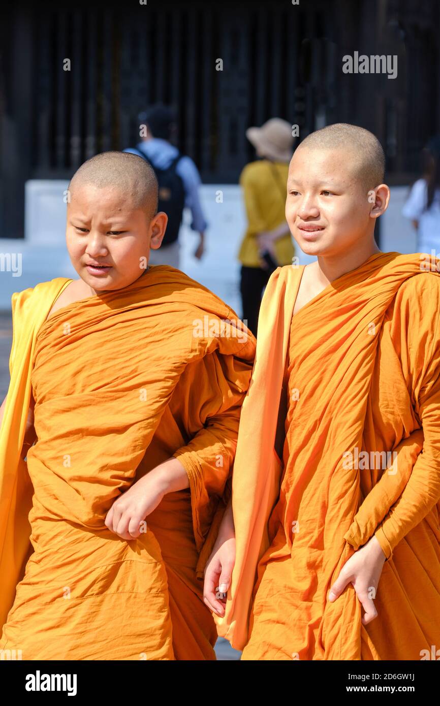 Novice monks walking hi-res stock photography and images - Alamy