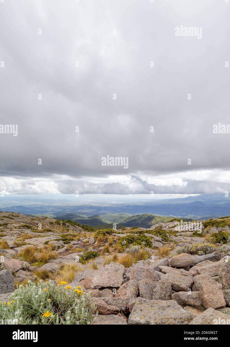 Stunning vertical landscape view of a Mount Tlaloc in Mexico under a ...
