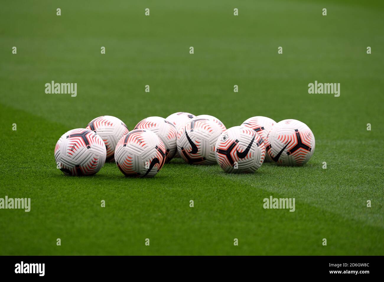 Match ball on the pitch before the Premier League match at Stamford ...