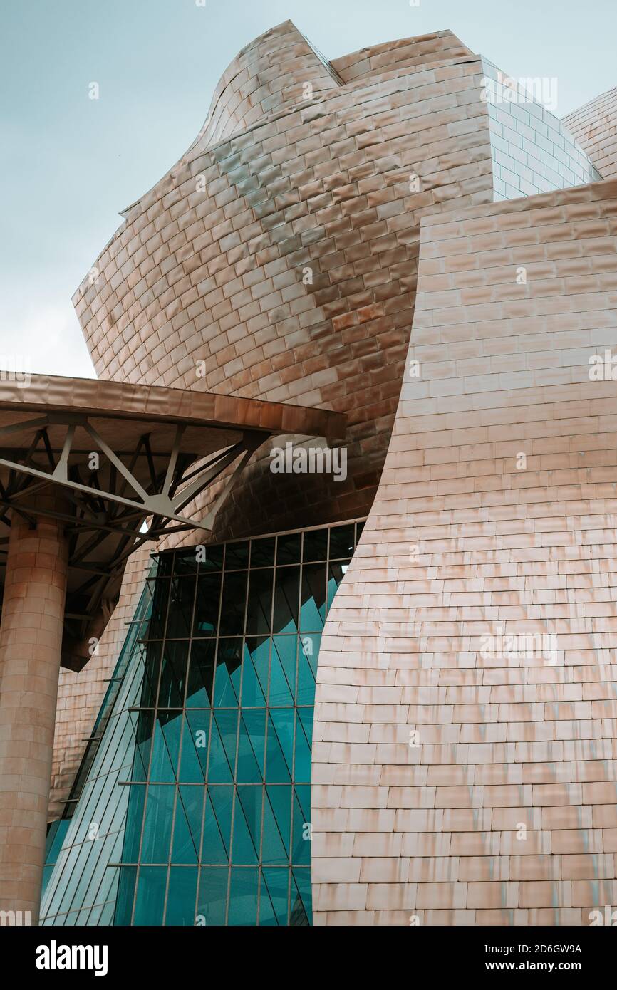 Detail of the Guggenheim museum building by Frank O. Gehry in Bilbao ...
