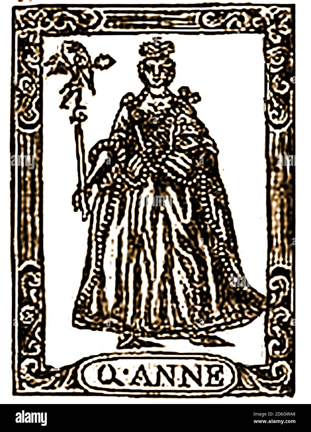 An 18th century (1756) engraving of Queen Ann of England Stock Photo ...