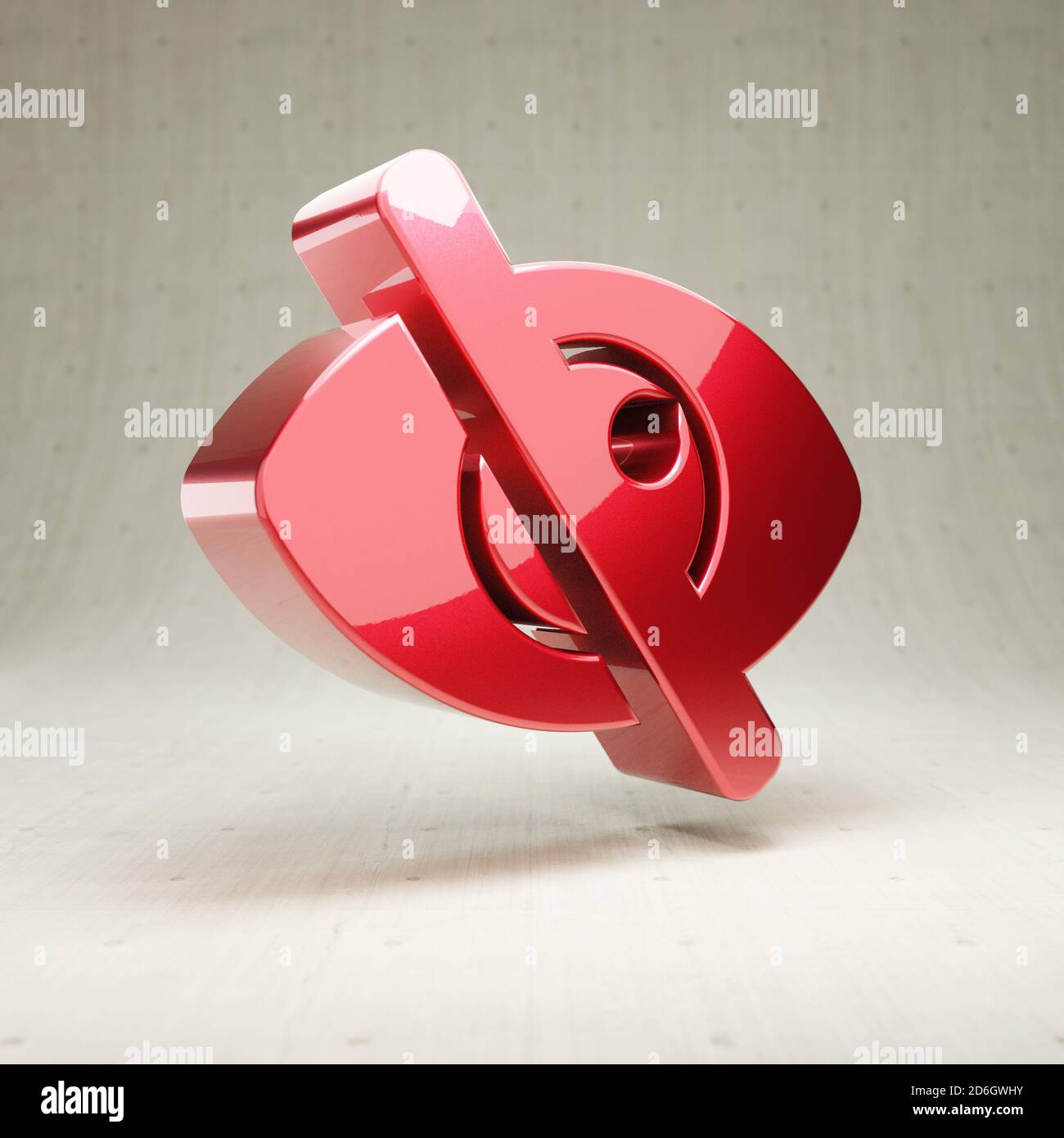 Eye Slash icon. Gold glossy Eye Slash symbol isolated on white concrete ...