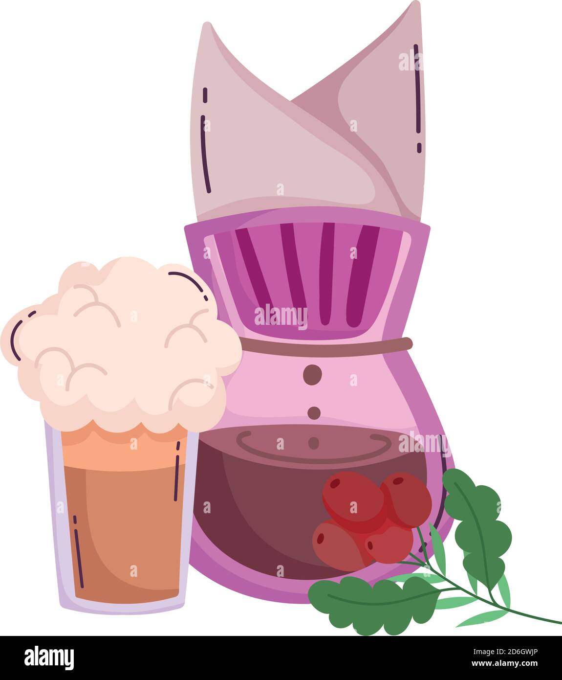 coffee brewing methods, drip maker and frappe vector illustration Stock ...