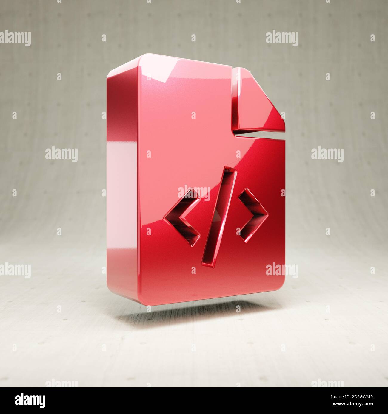 Code File icon. Gold glossy Code File symbol isolated on white concrete ...