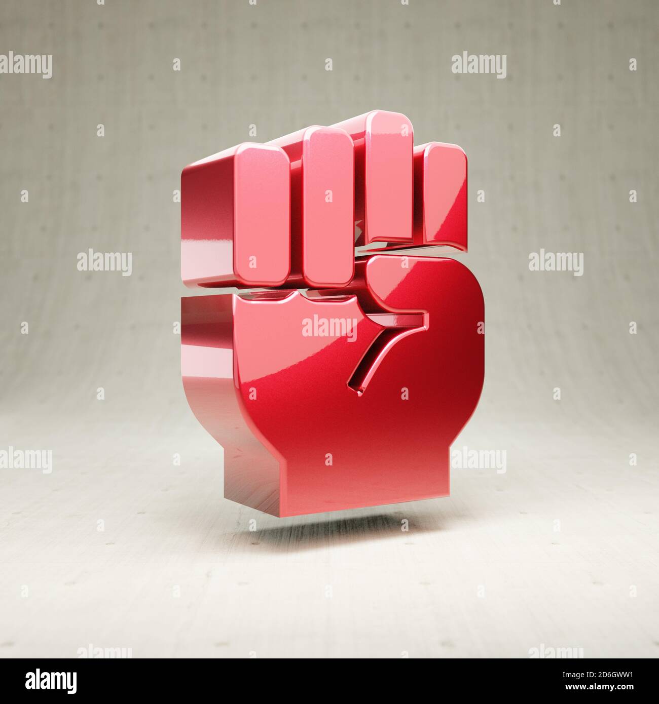 Fist icon. Gold glossy Fist symbol isolated on white concrete ...