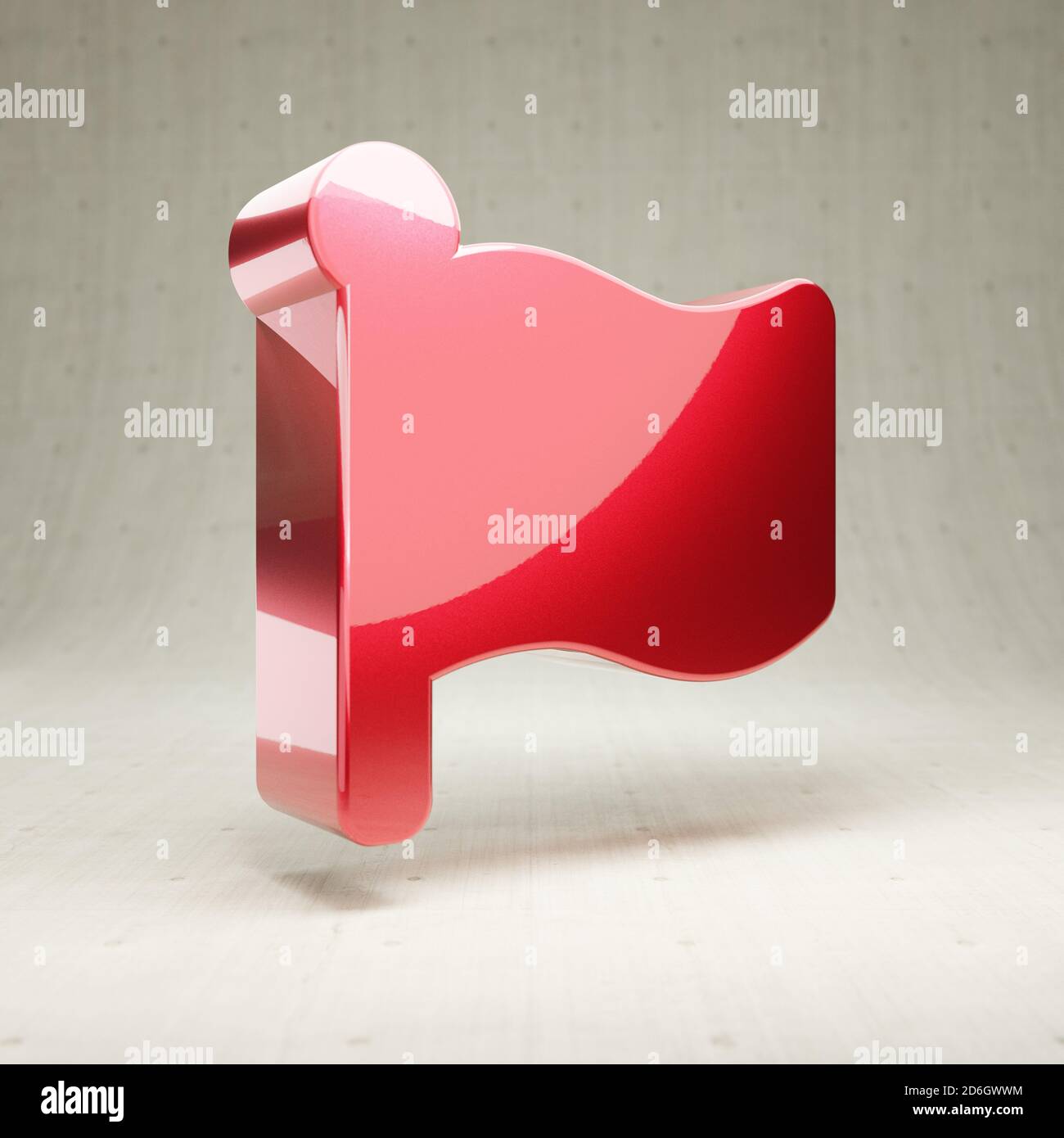 Flag icon. Gold glossy Flag symbol isolated on white concrete ...