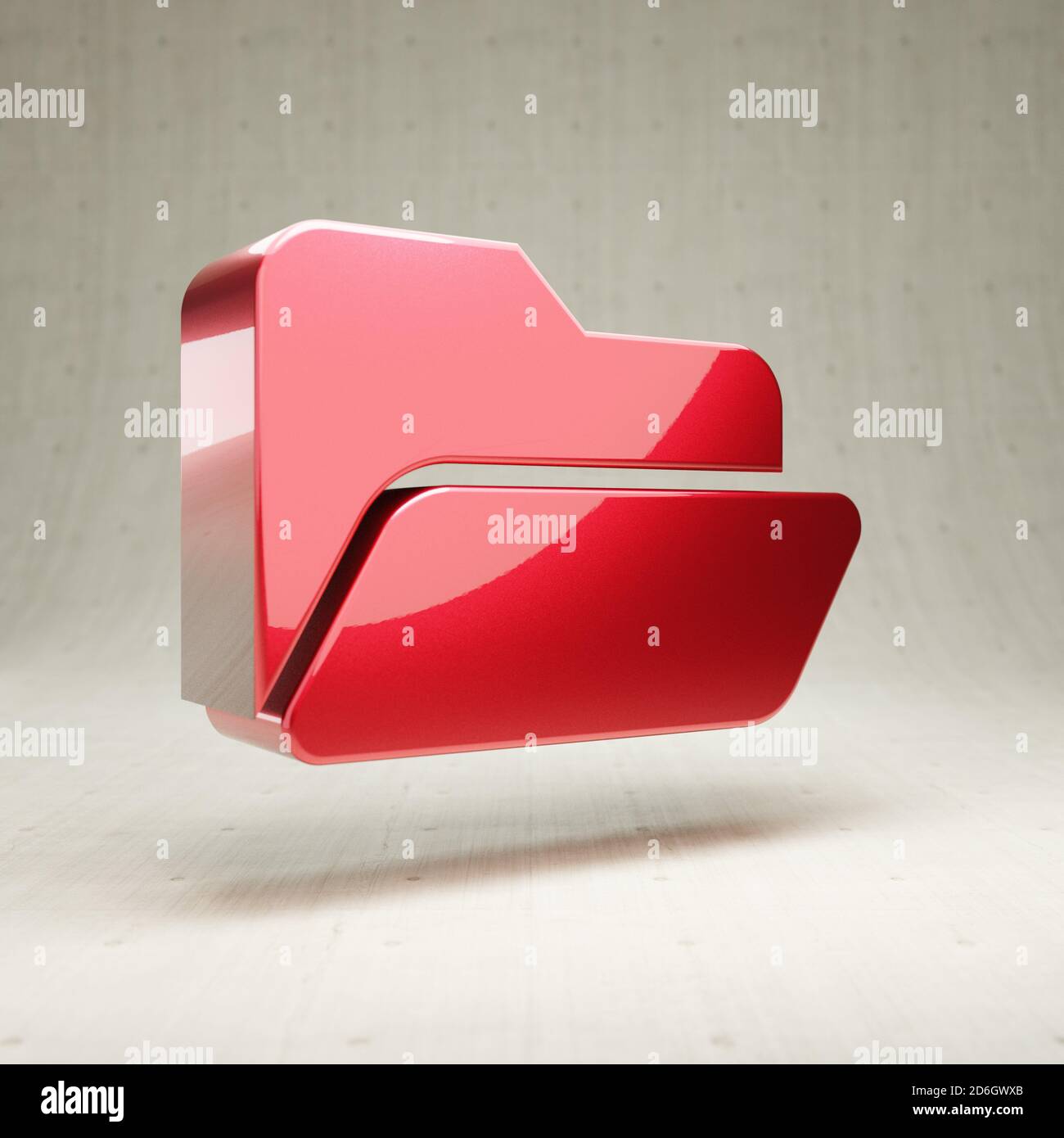 Open Folder icon. Gold glossy Open Folder symbol isolated on white ...