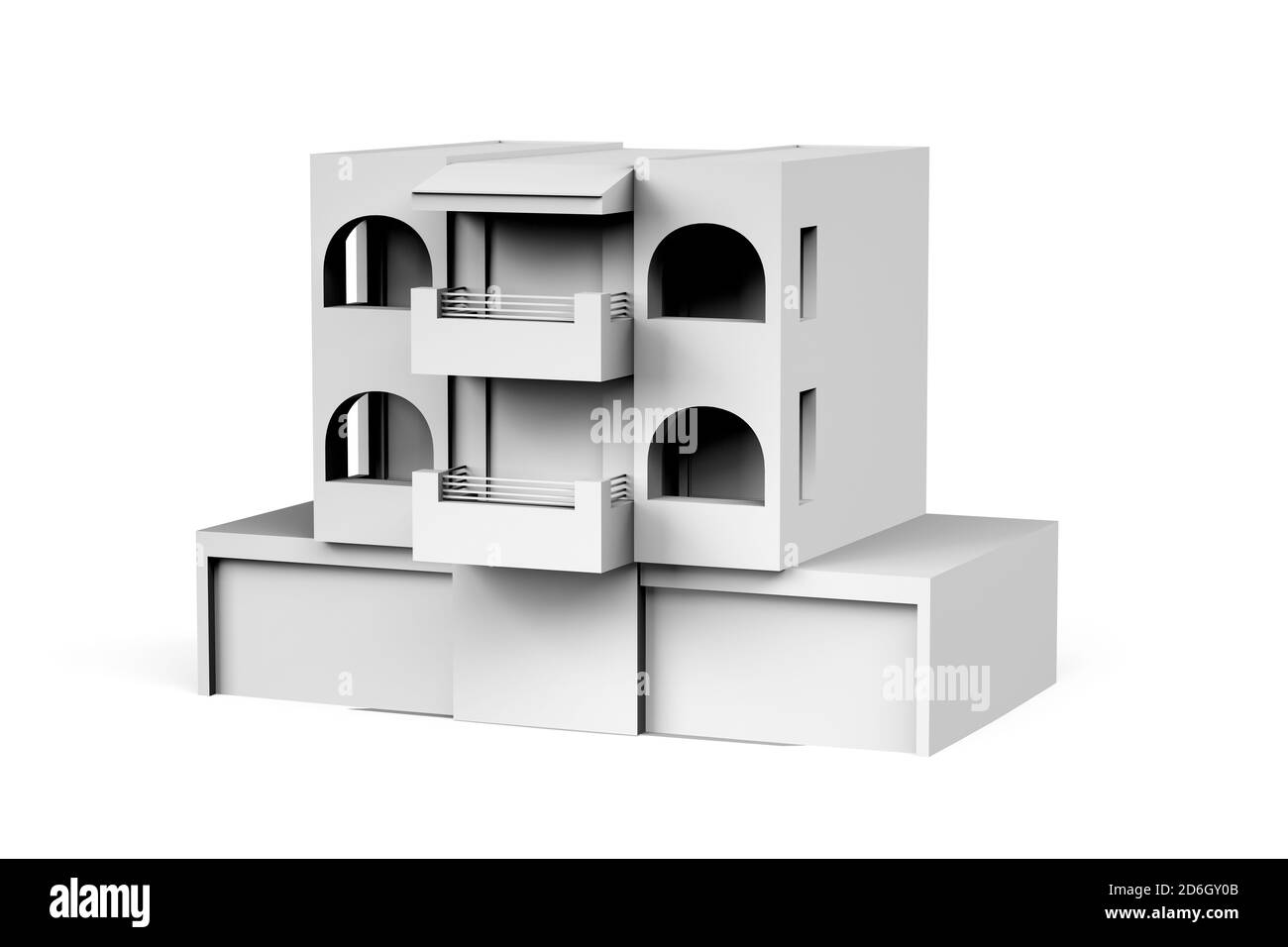 House mockup on white background with space for text - 3D render Stock ...