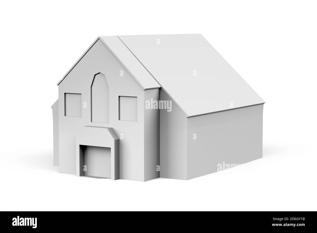 House mockup on white background with space for text - 3D render Stock ...