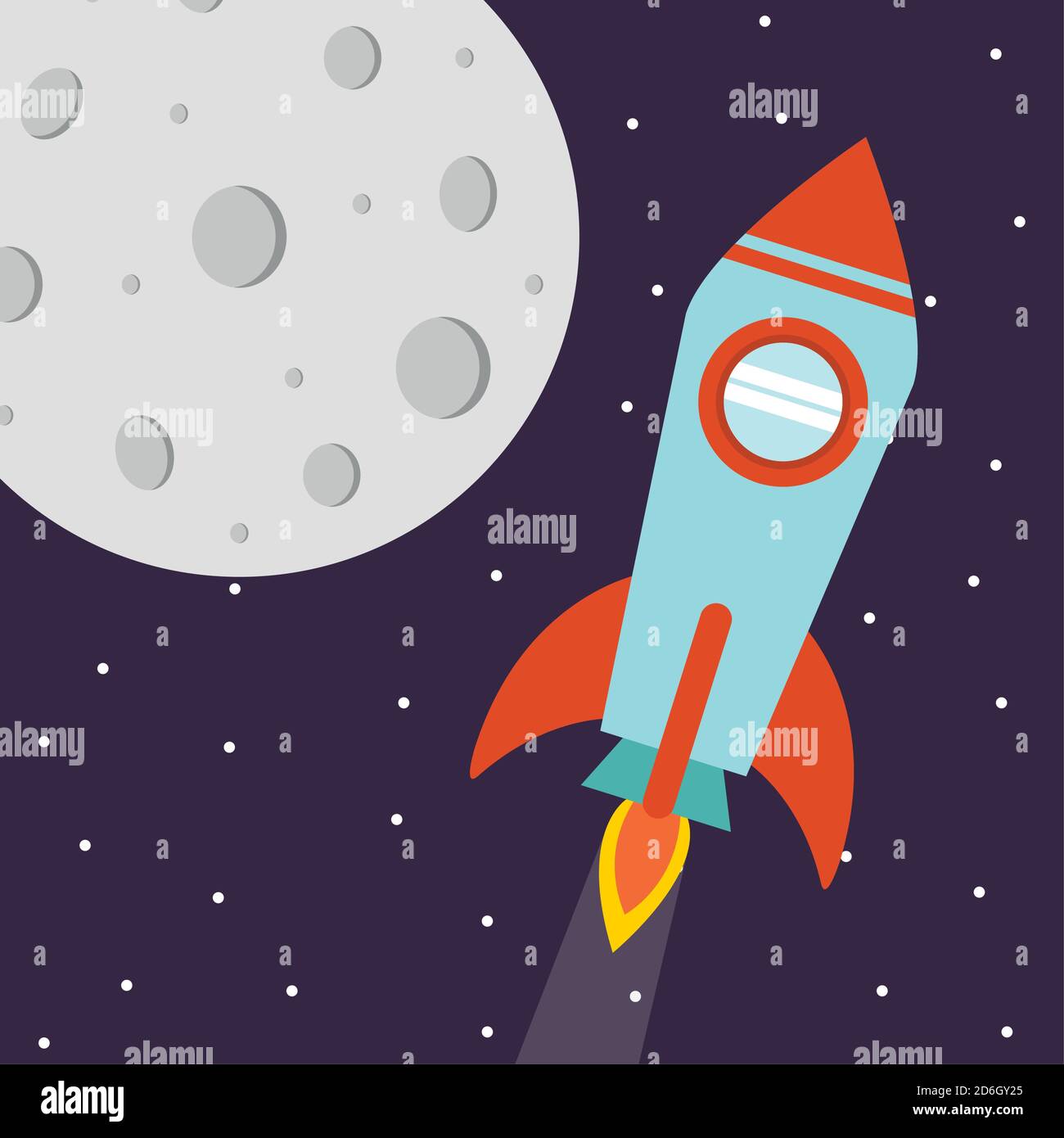 Space rocket with moon on starry background vector design Stock Vector ...