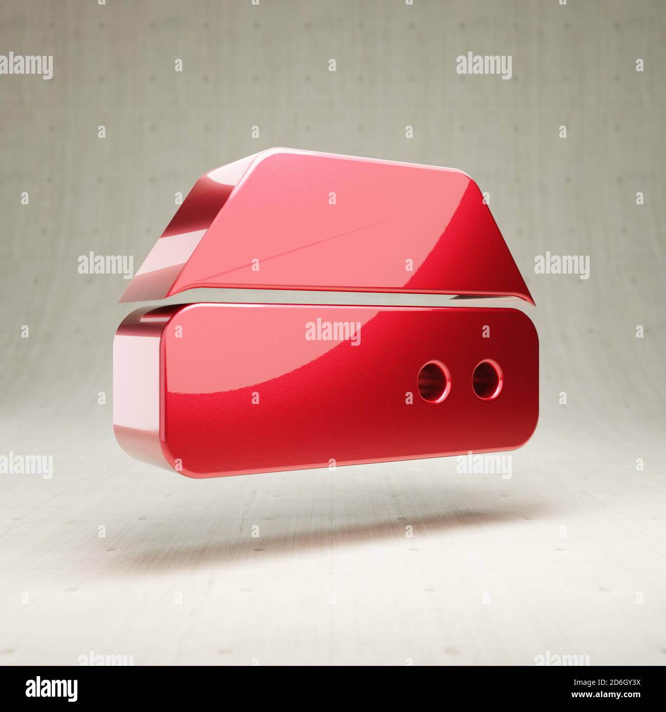 HDD icon. Gold glossy HDD symbol isolated on white concrete background ...