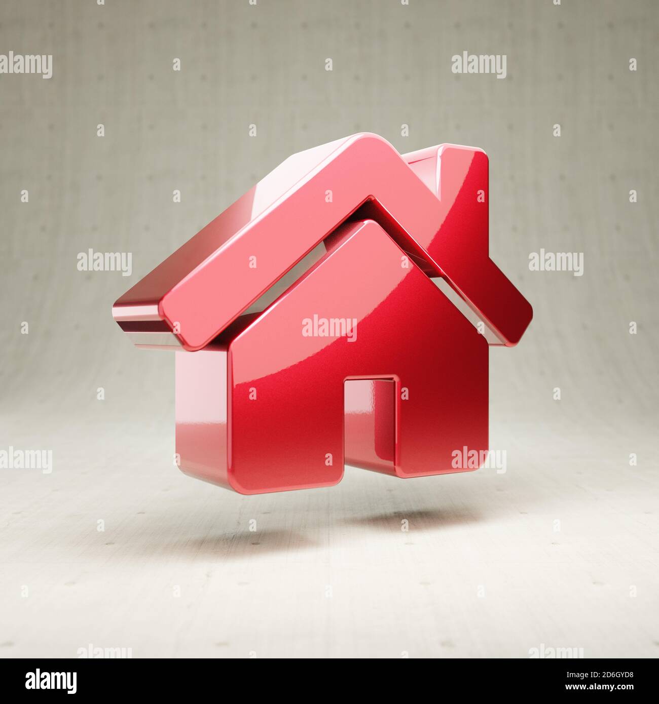 Home icon. Gold glossy Home symbol isolated on white concrete ...