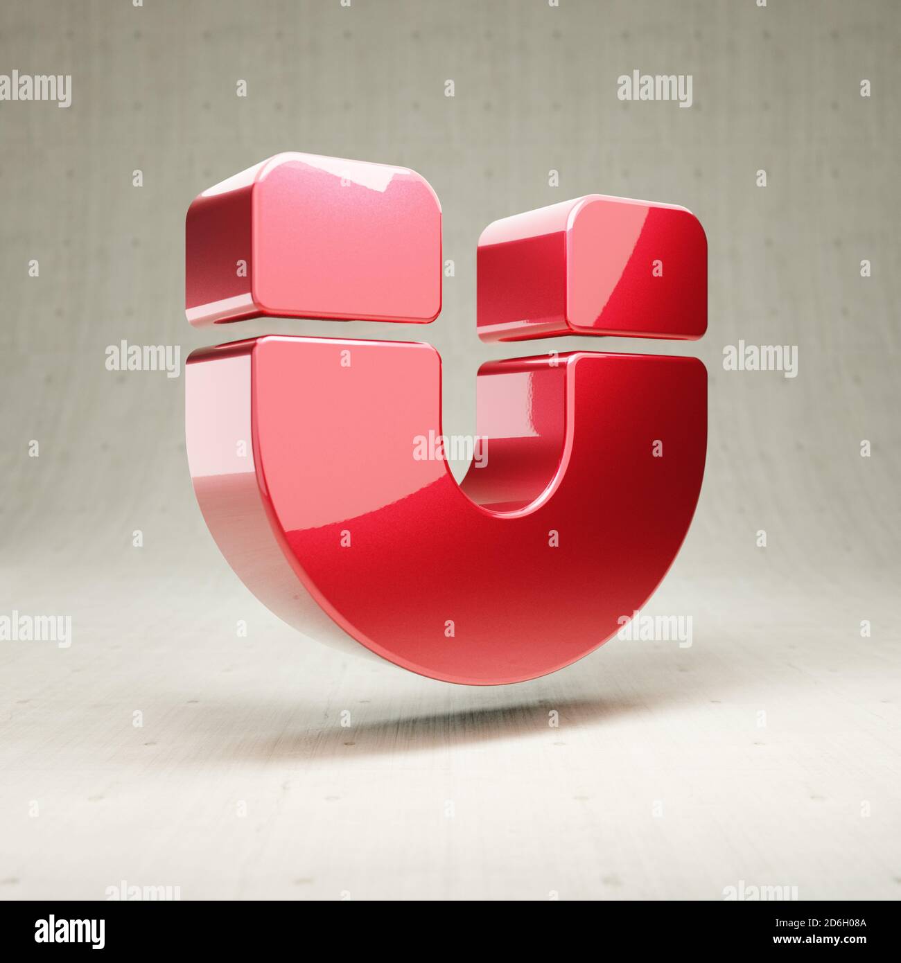 Magnet icon. Gold glossy Magnet symbol isolated on white concrete ...