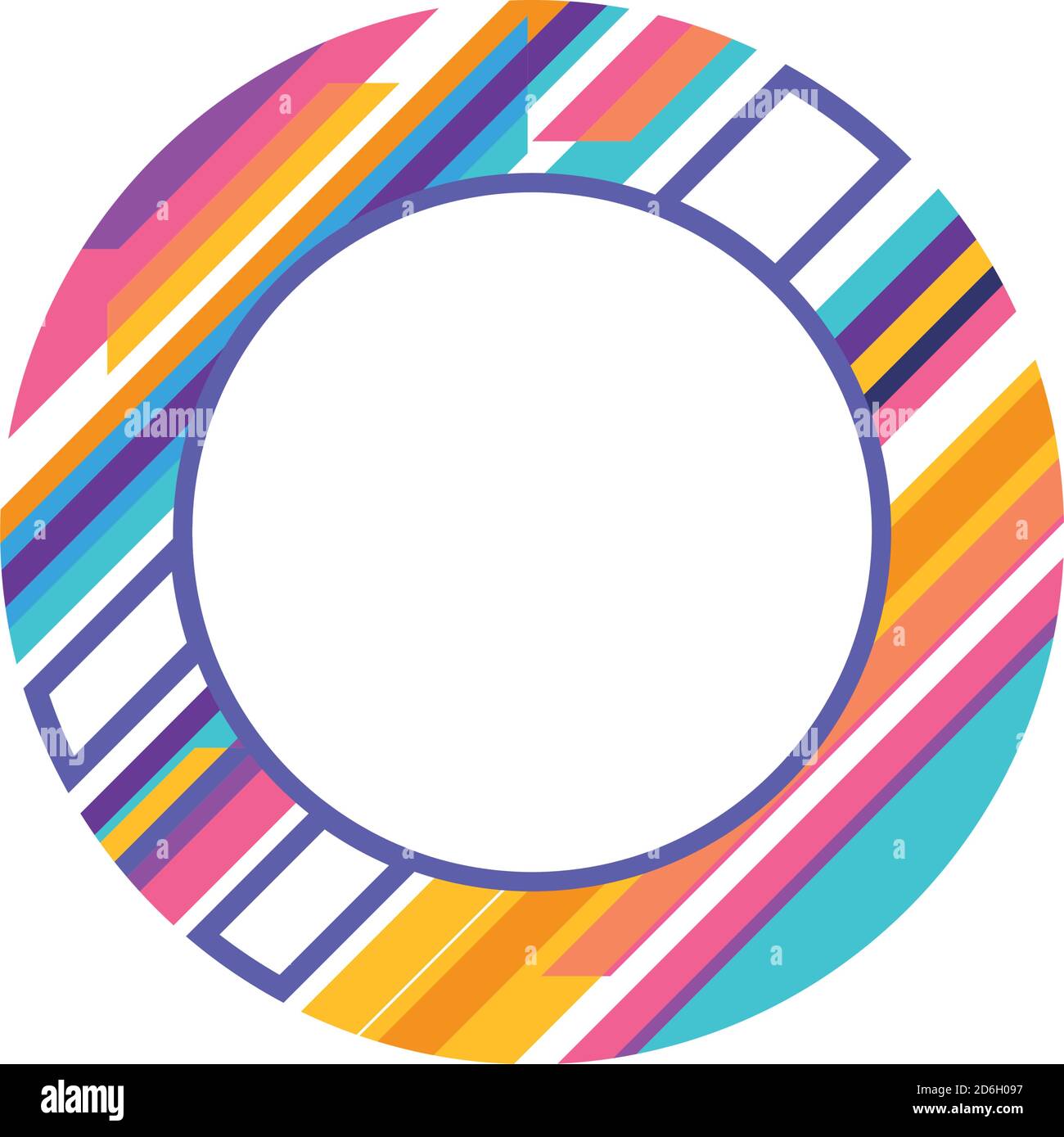modern circle frame multicolored and striped vector design Stock Vector ...